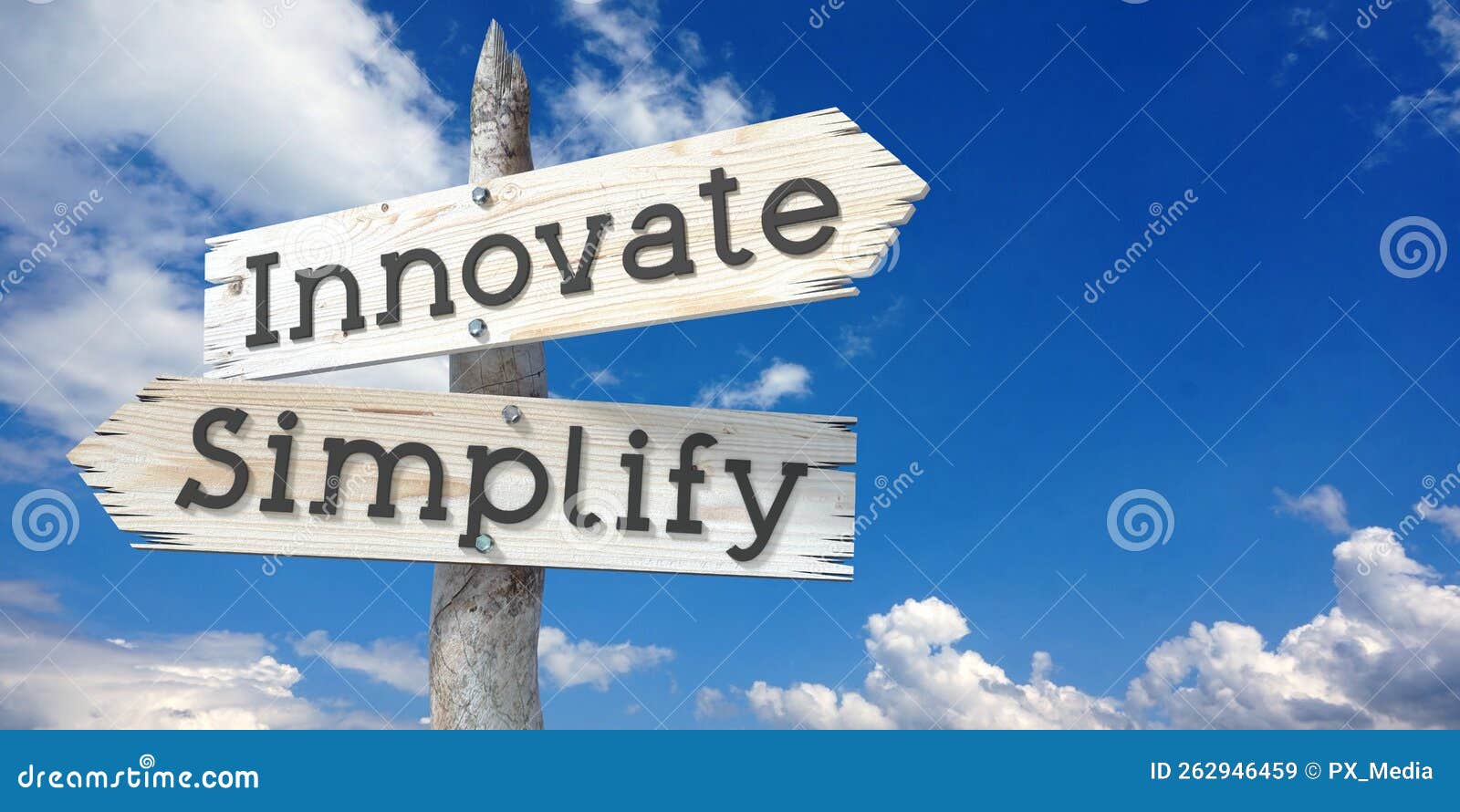 Innovate and Simplify - Wooden Signpost with Two Arrows Stock ... Innovate and Simplify - Wooden Signpost with Two Arrows Stock ...