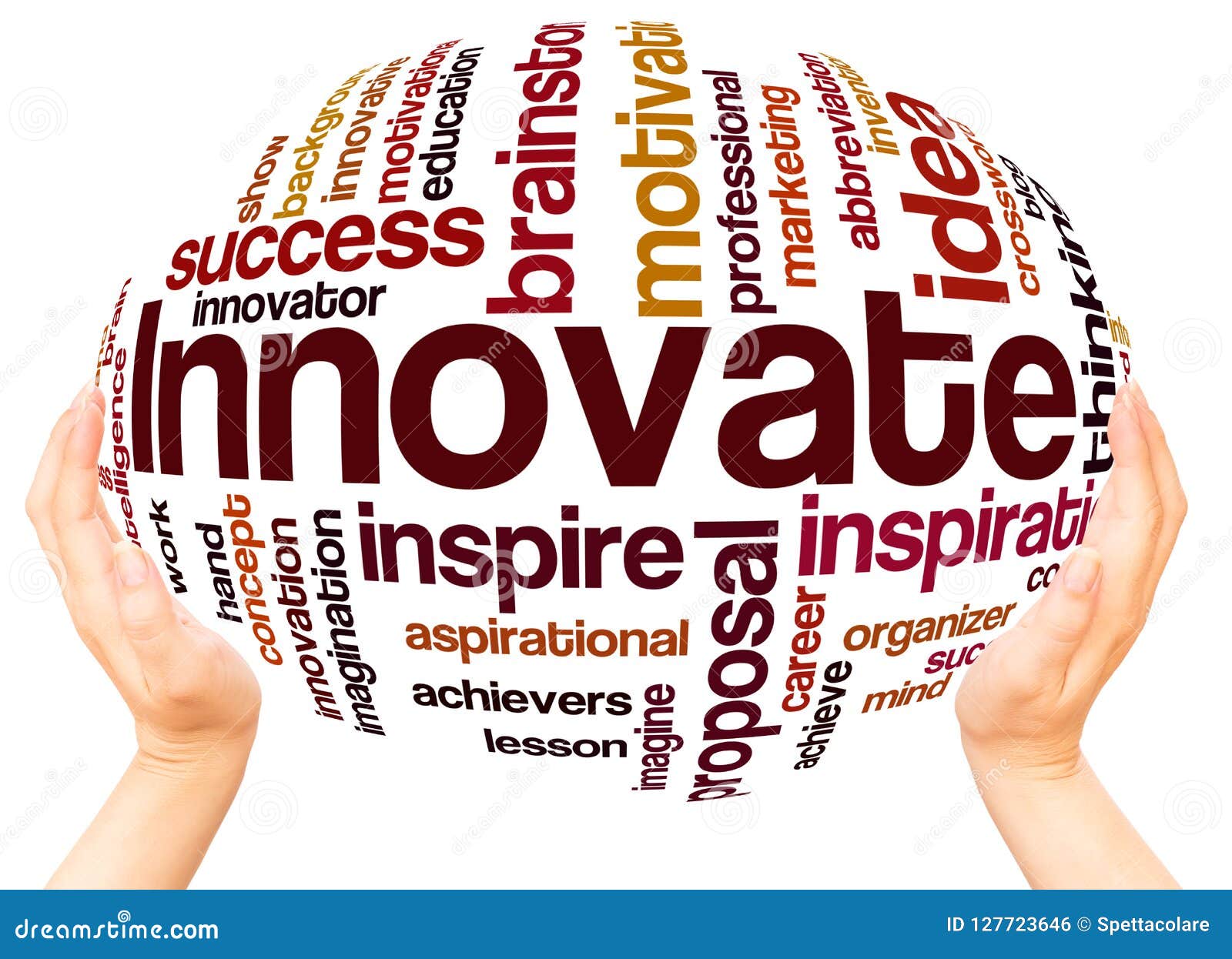 Innovate Word Cloud Hand Sphere Concept Stock Photo - Image of ...