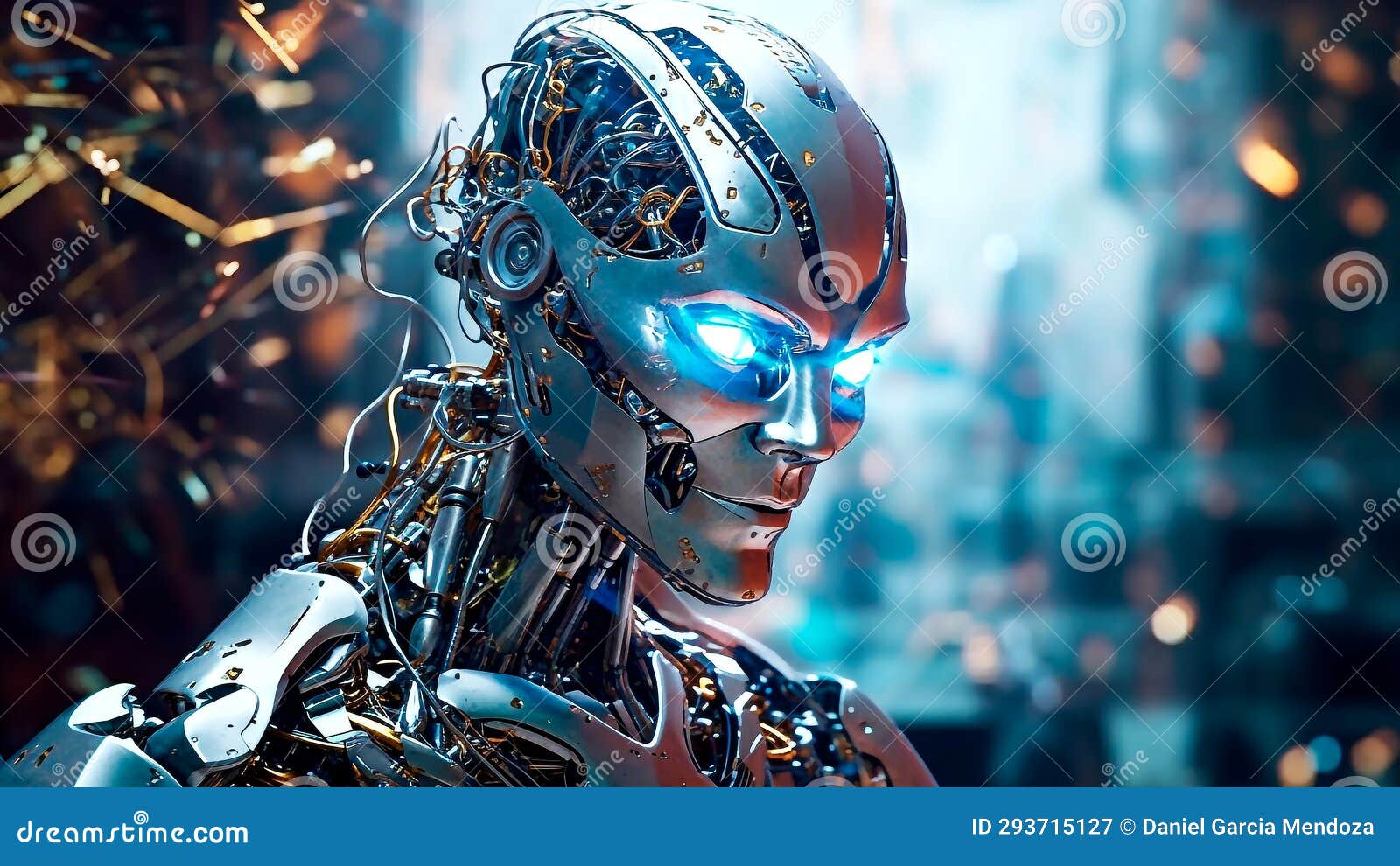 Innovation and Aesthetics, a White Color Humanoid Robot, Modern Tech ...