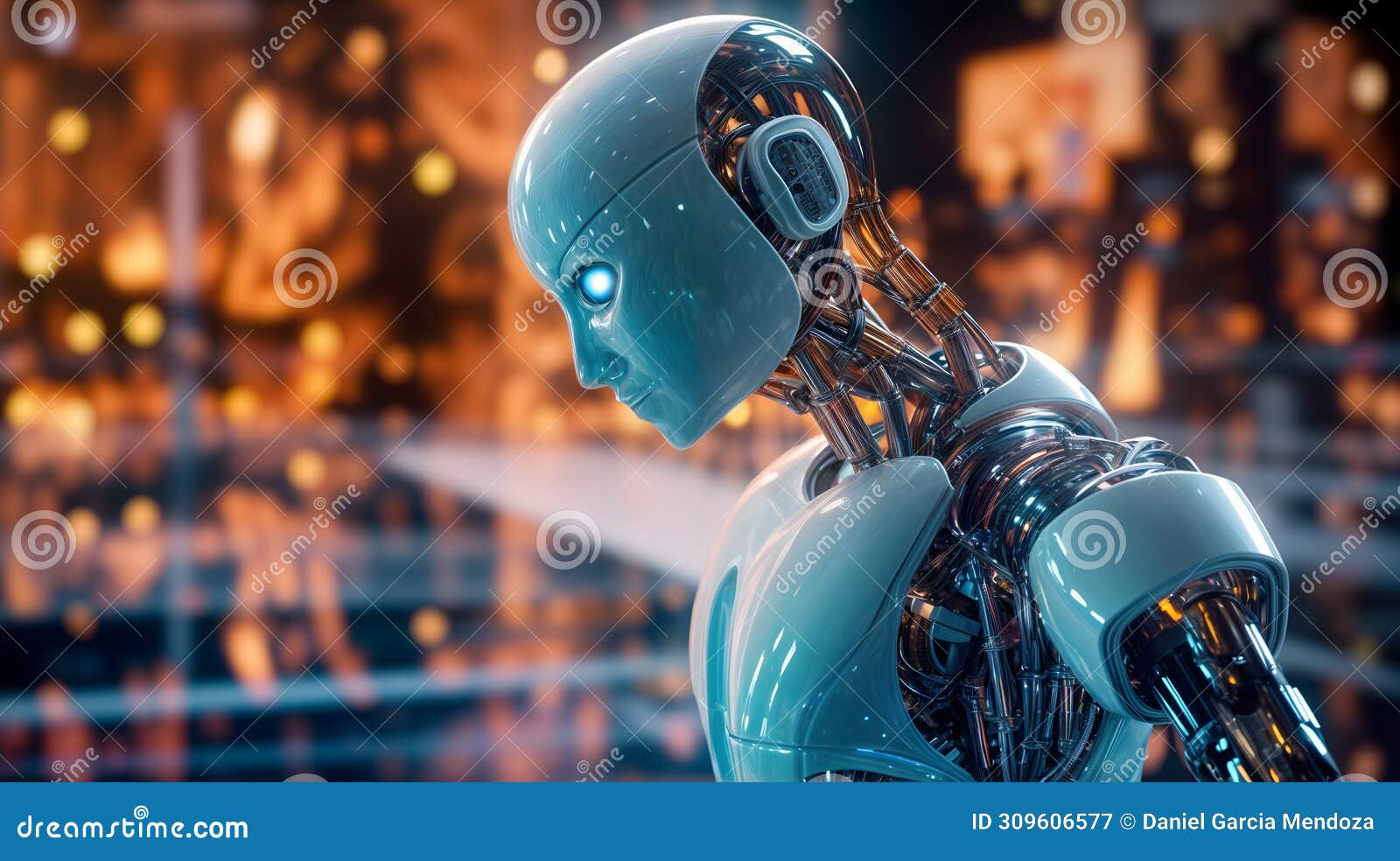 Innovation and Aesthetics, a White Color Humanoid Robot, Modern Tech ...