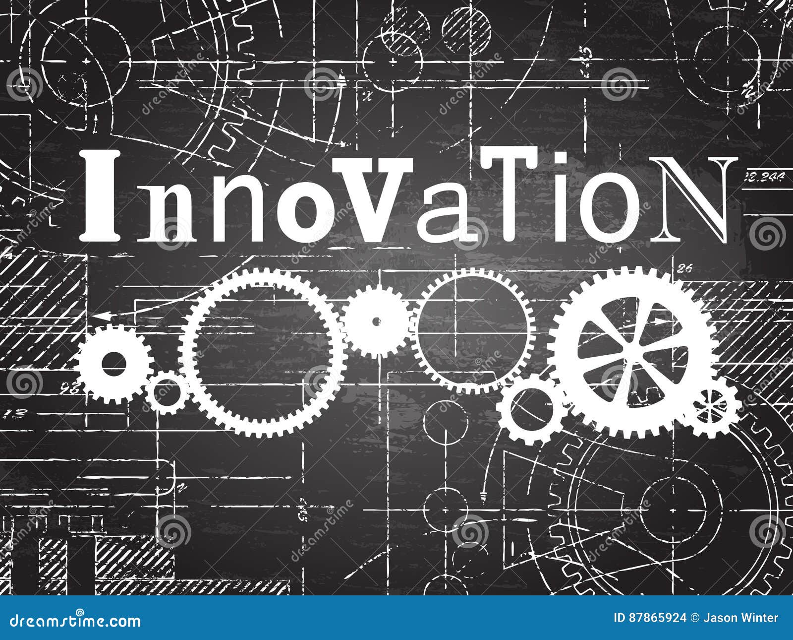 Innovation Blackboard Tech Drawing Stock Vector - Illustration of tech ...