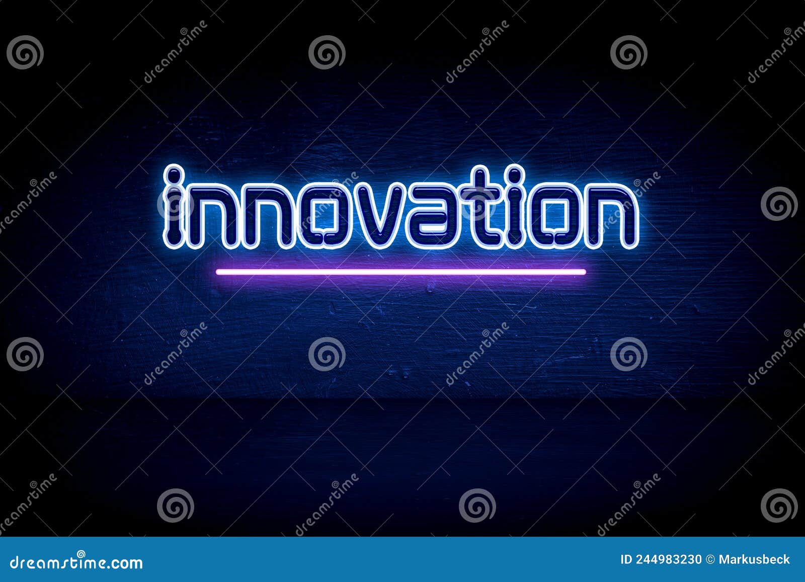 Innovation - Blue Neon Announcement Signboard Stock Photo - Image of ...