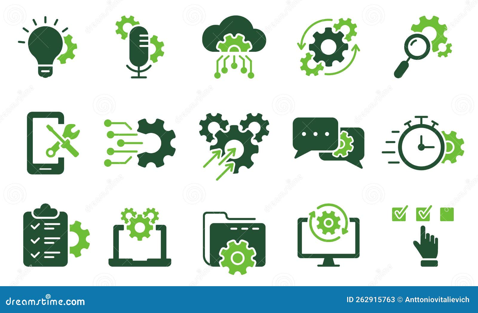 Innovation Business Process Color Icon. Gear, Computer, Tool, Speech ...