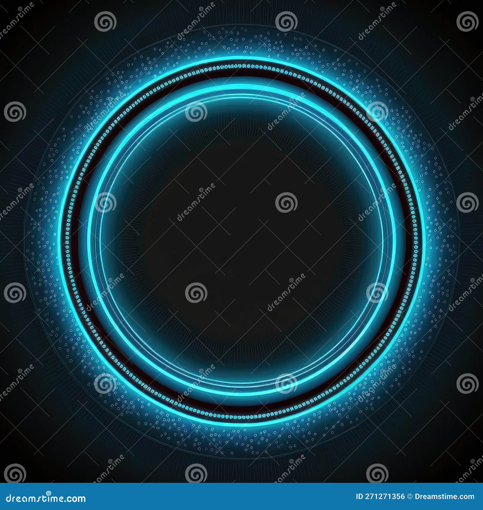 Innovation of Circle Frame with Blue Neon Light Effects. Stock ...