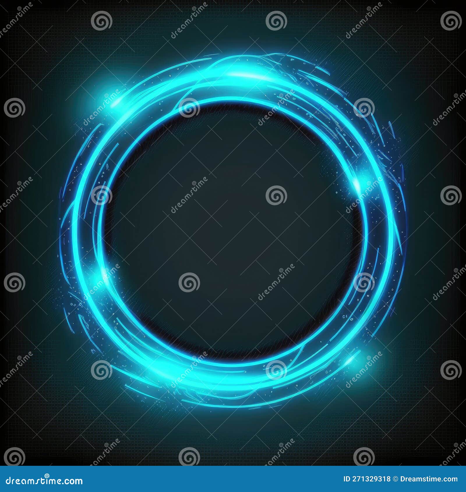Innovation of Circle Frame with Blue Neon Light Effects. Stock ...
