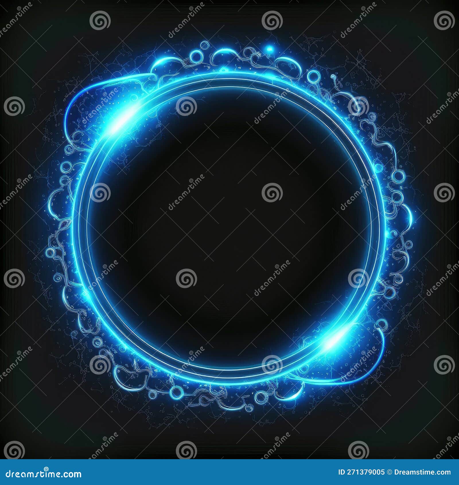 Innovation of Circle Frame with Blue Neon Light Effects. Stock ...