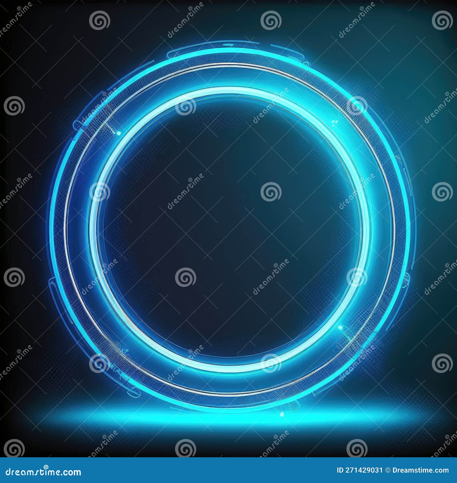 Innovation of Circle Frame with Blue Neon Light Effects. Stock ...