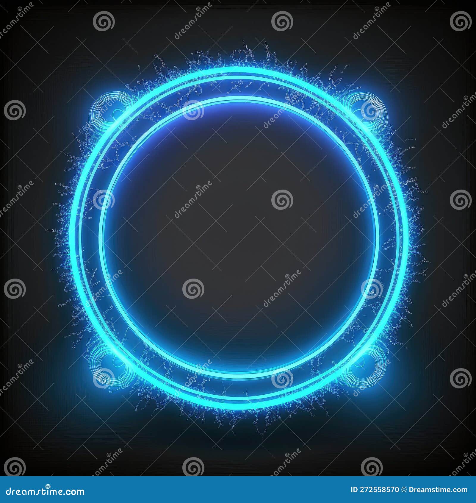 Innovation of Circle Frame with Blue Neon Light Effects. Stock ...