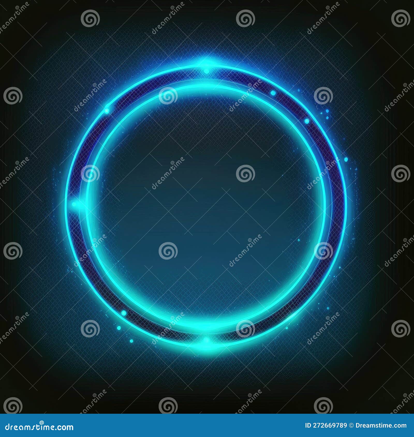 Innovation of Circle Frame with Blue Neon Light Effects. Stock ...