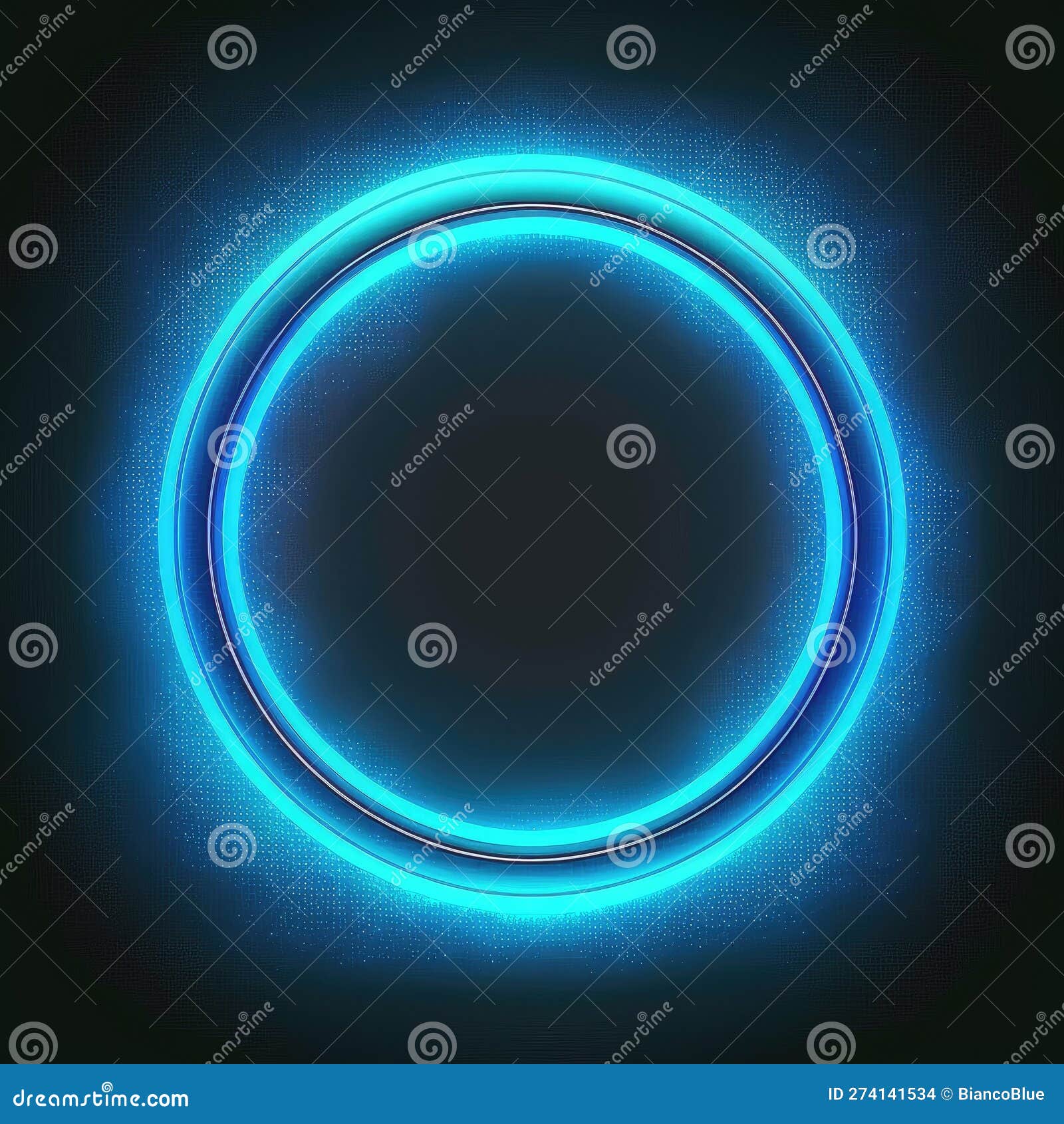 Innovation of Circle Frame with Blue Neon Light Effects. Stock ...