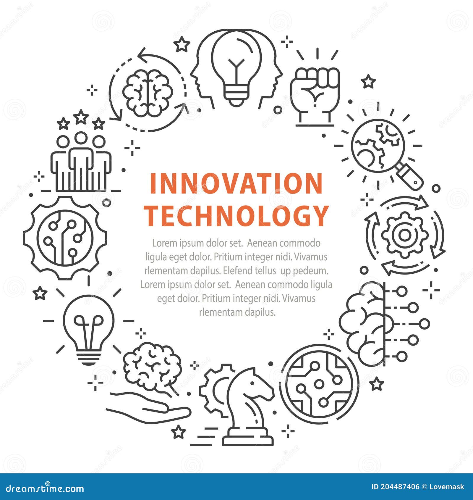 Innovation Circle Template Icons. Set of Artificial Intelligence ...