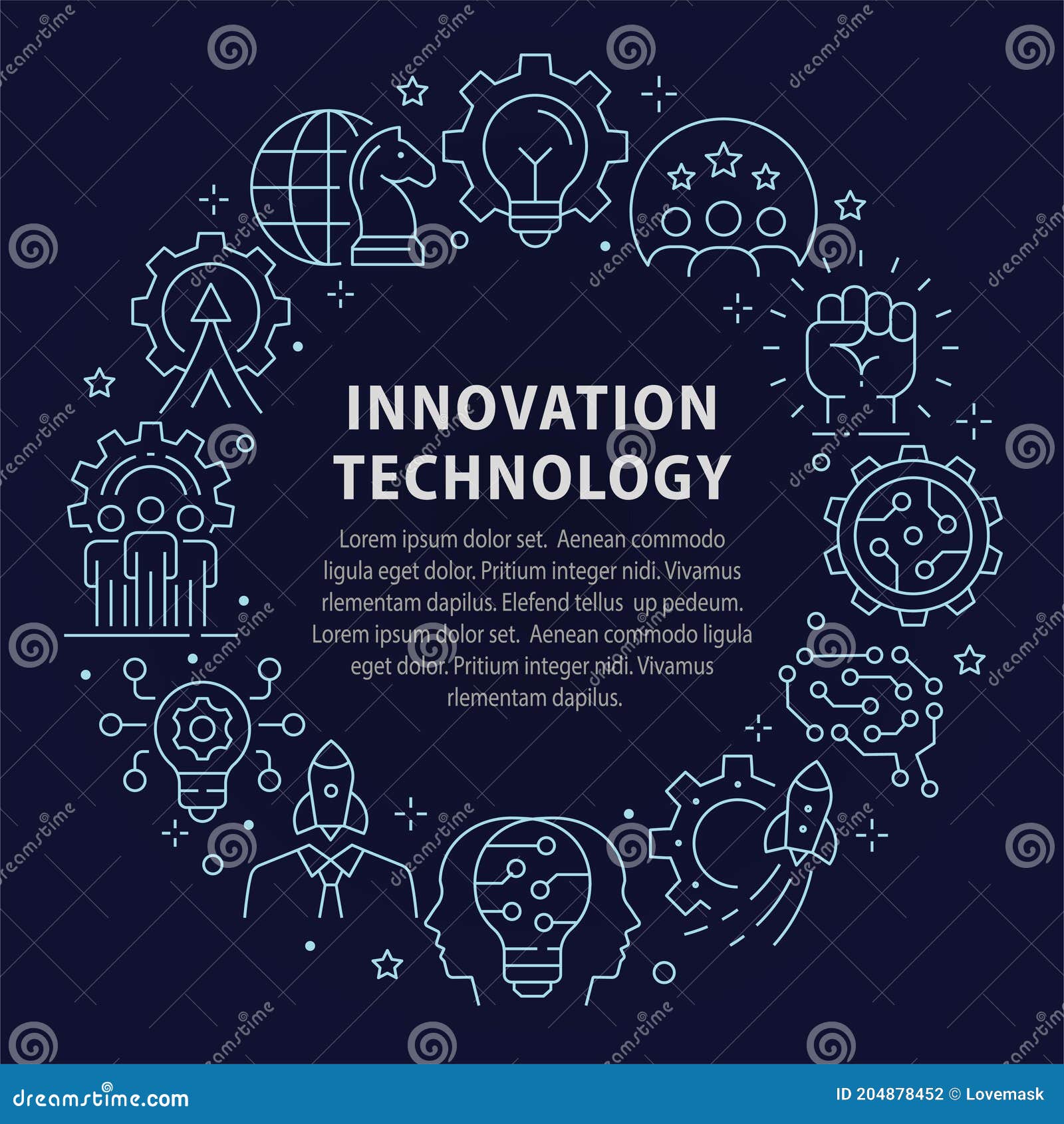 Innovation Circle Template Icons. Set of Artificial Intelligence ...