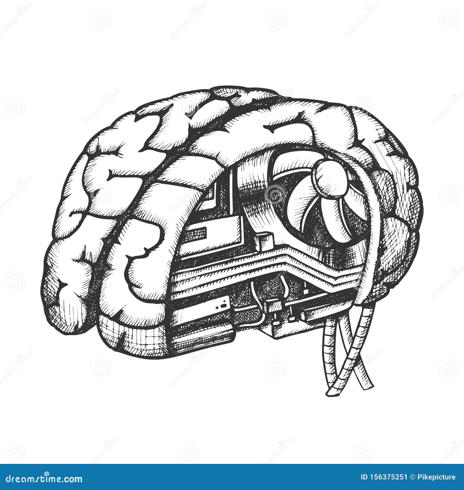 Innovation Computer Chip Brain Monochrome Vector Stock Vector ...