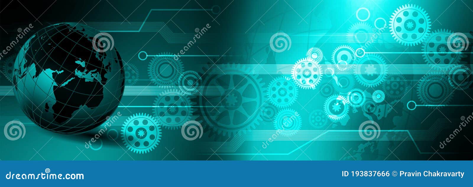 Innovation Computer Data Cogs Technology Banner Background. Stock ...