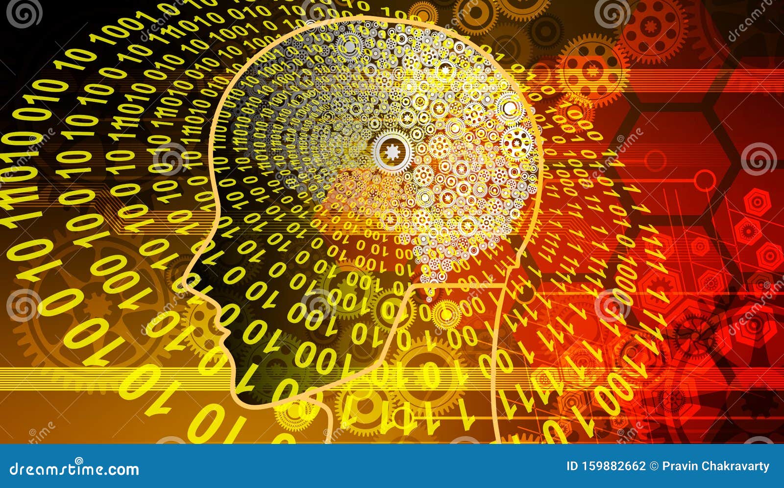 Innovation Computer Data Mind Cogs Technology Banner Background. Stock ...