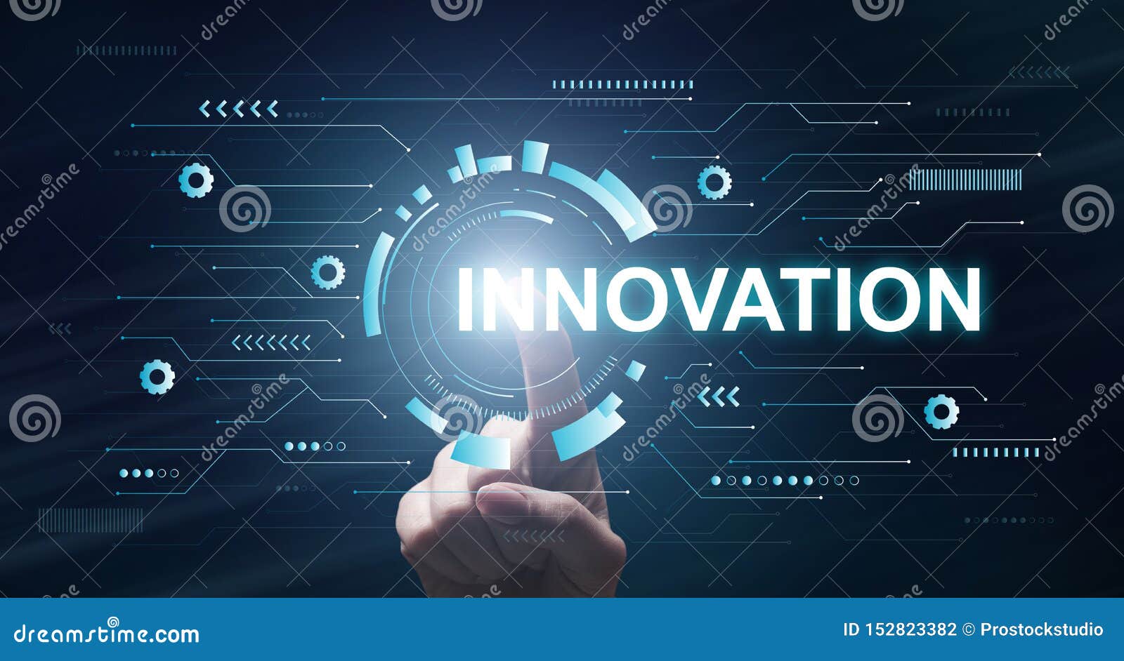 Innovation Concept. Businessman Pointing on Virtual Display Stock Photo ...