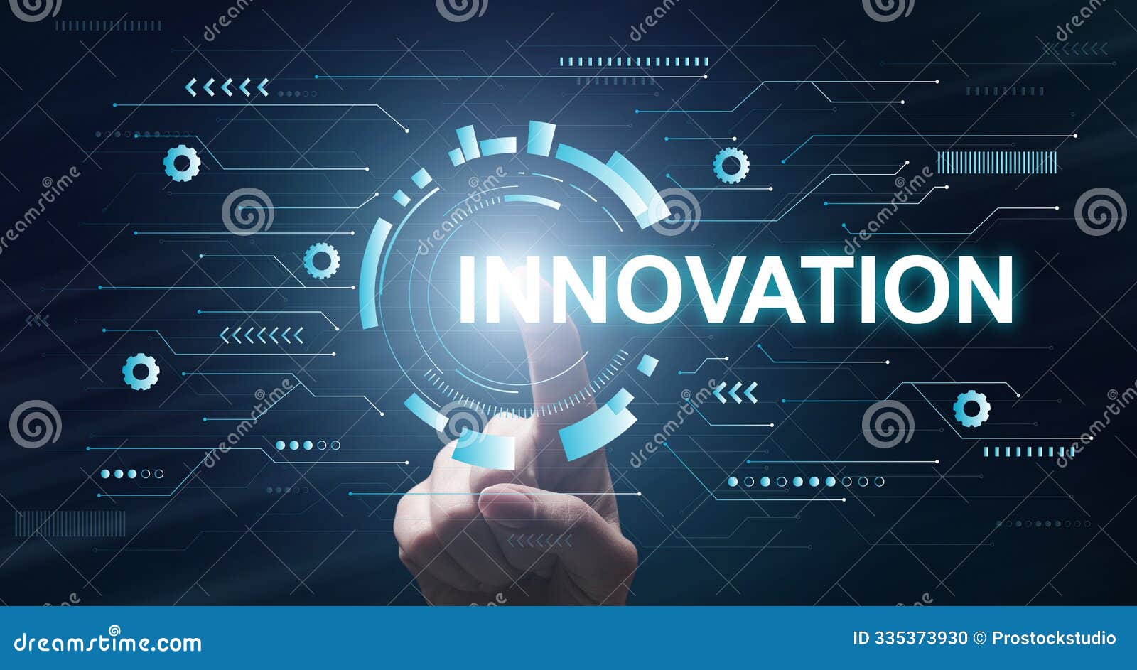 Innovation Concept. Businessman Pointing on Virtual Display Stock Photo ...