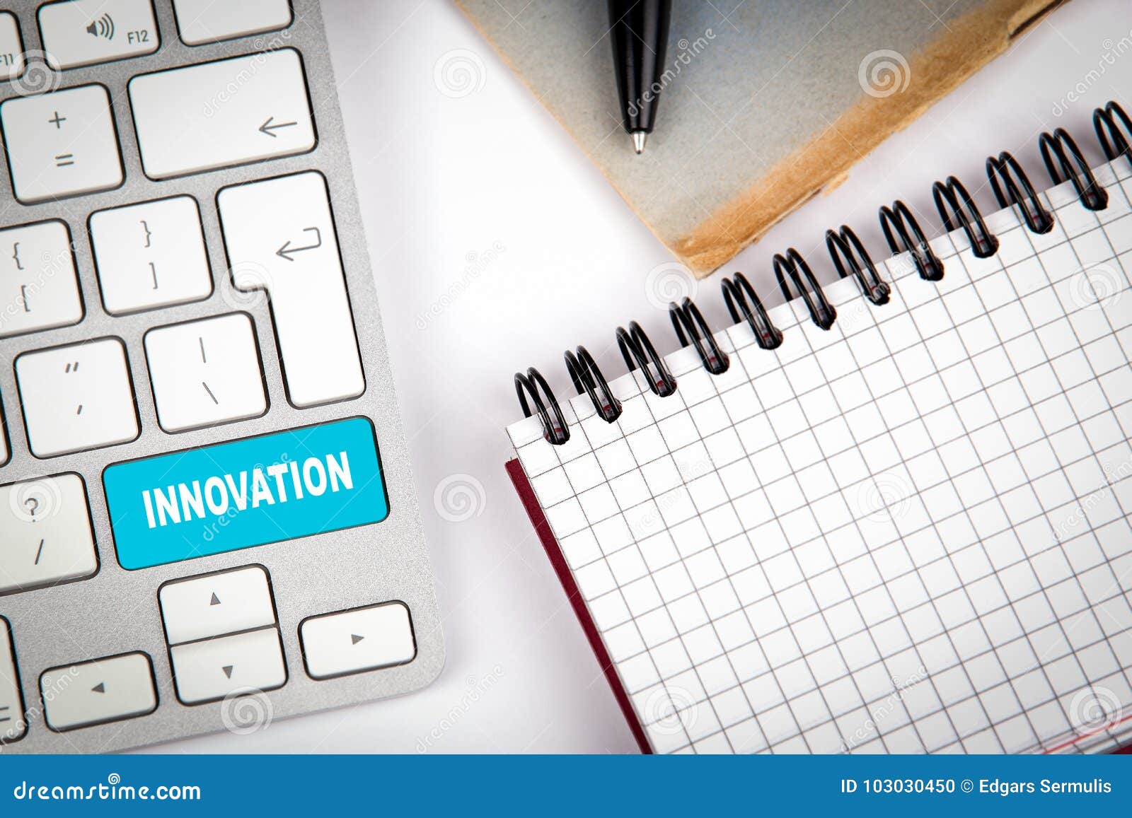 Innovation Concept. Computer Keyboard on a White Office Desk with ...