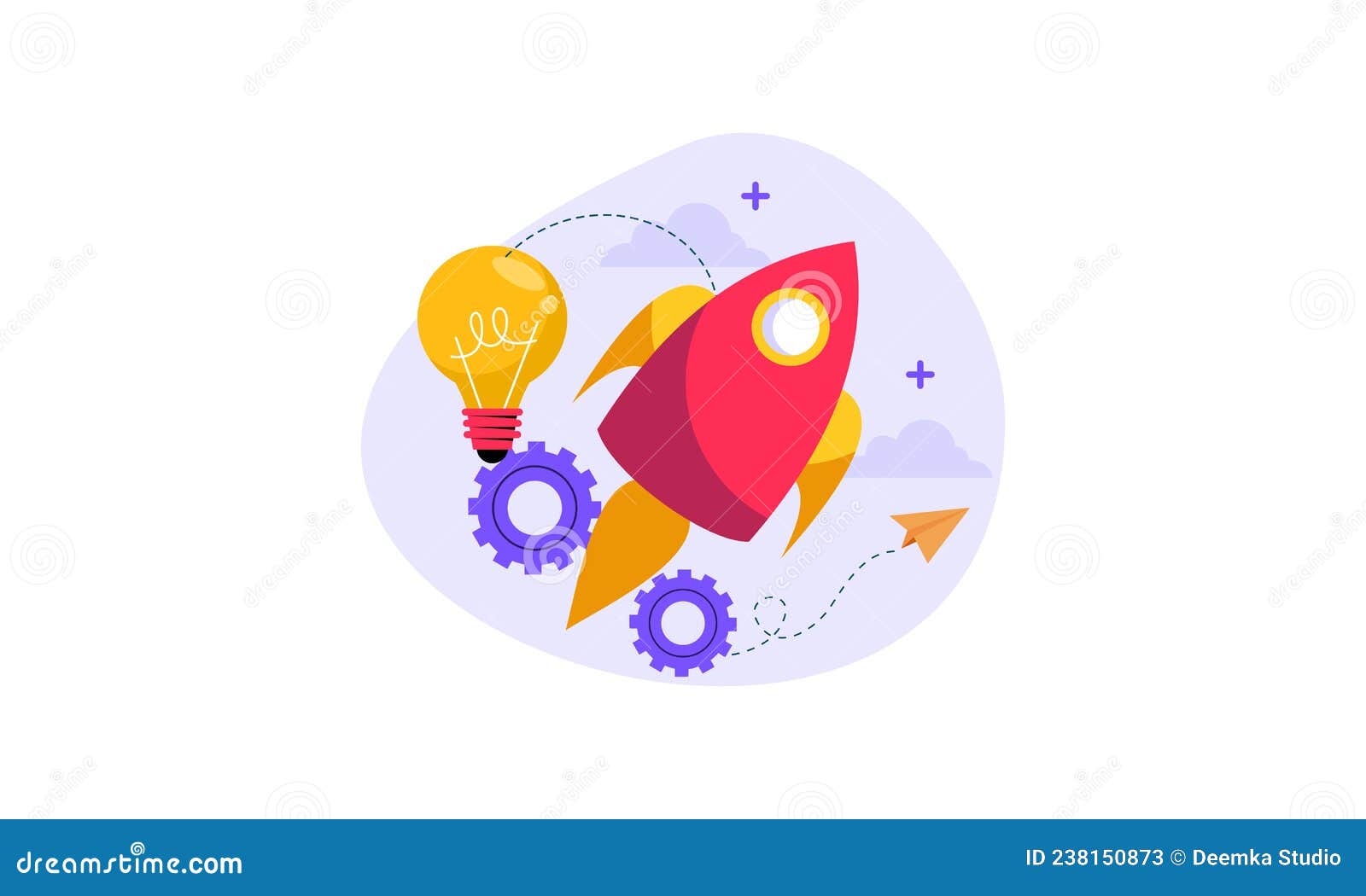 Innovation Concept with Flying Rocket Illustration Stock Illustration ...