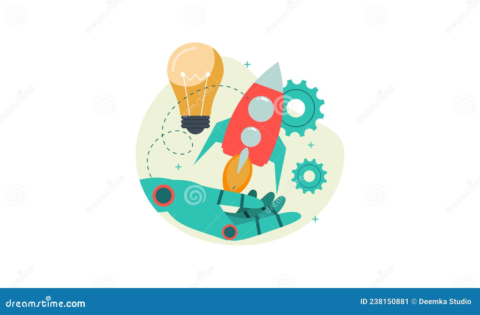 Innovation Concept with Flying Rocket Illustration Stock Illustration ...