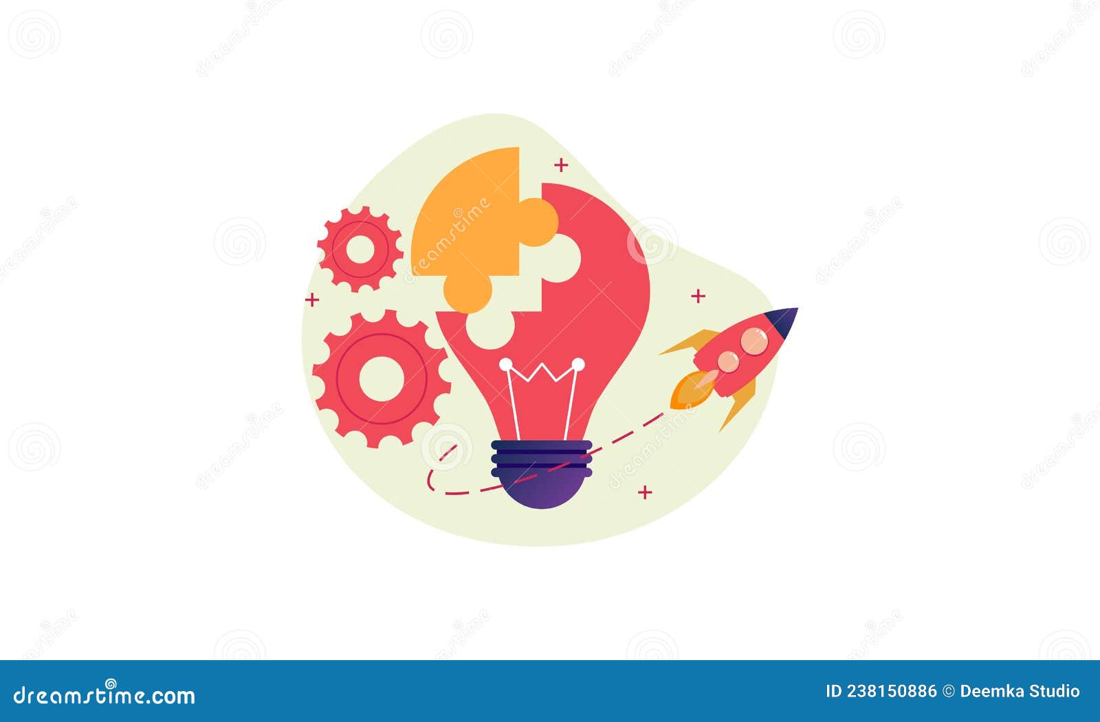 Innovation Concept with Flying Rocket Illustration Stock Illustration ...