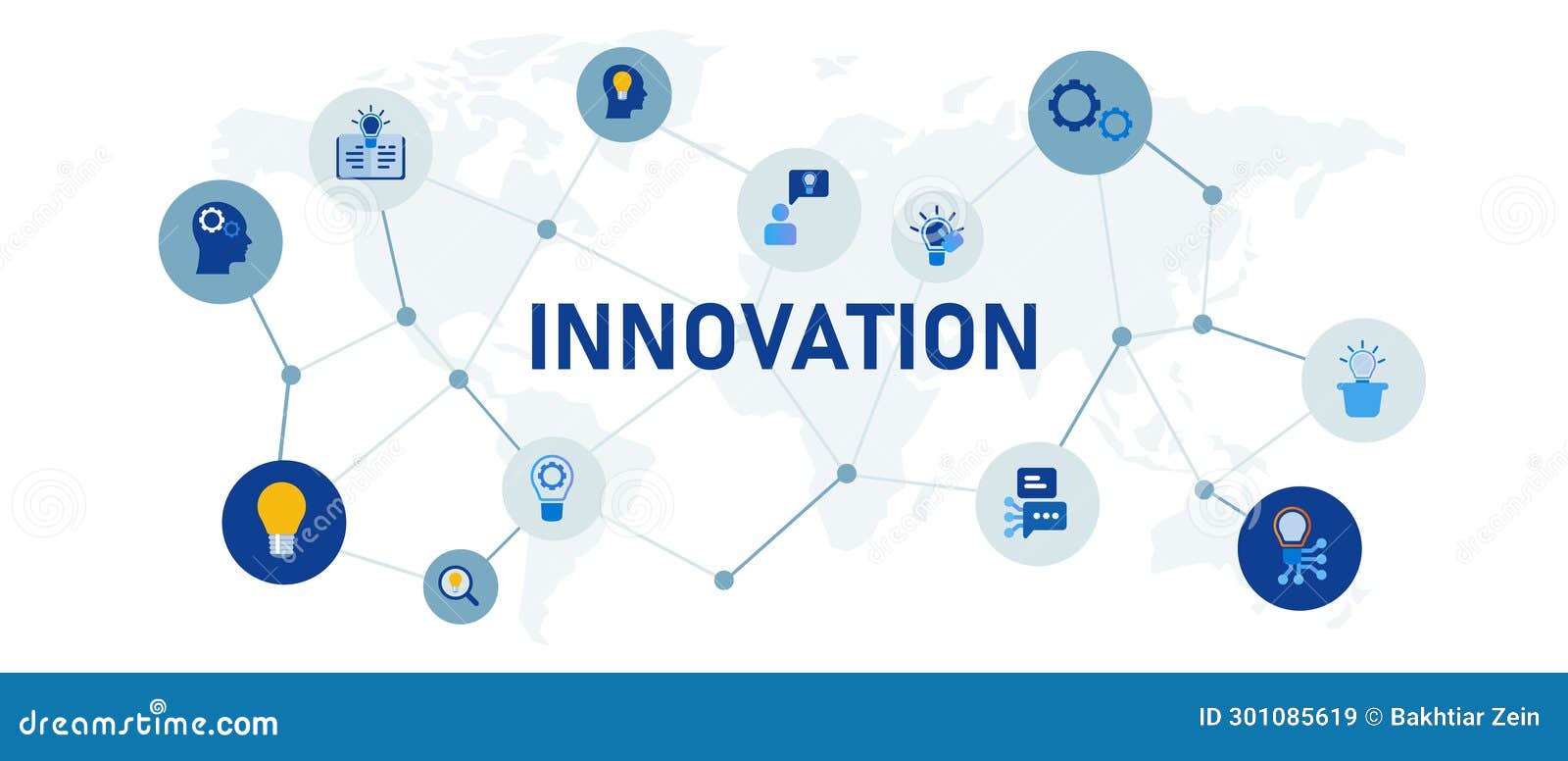 Innovation Concept Innovate Banner Header Connected Icon Set Symbol ...