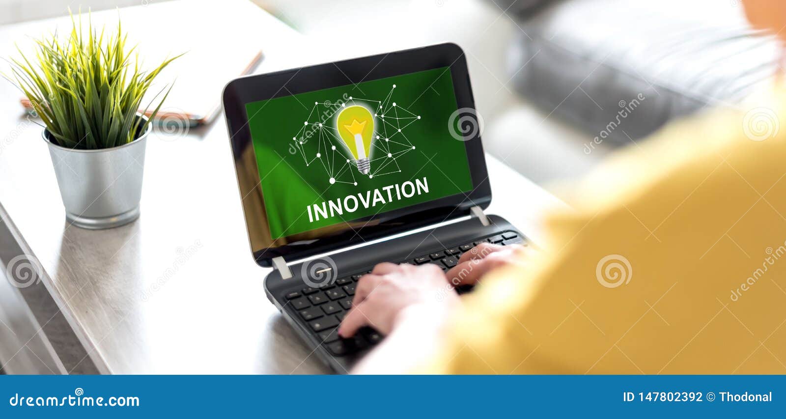 Innovation Concept on a Laptop Screen Stock Photo - Image of lamp ...