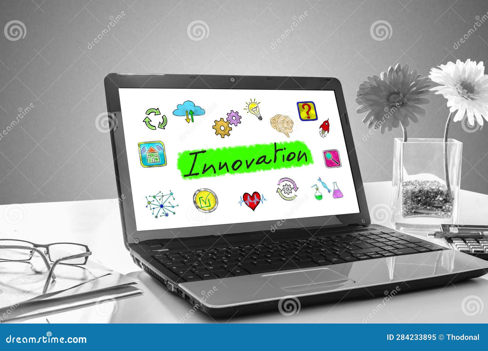 Innovation Concept on a Laptop Screen Stock Image - Image of innovate ...