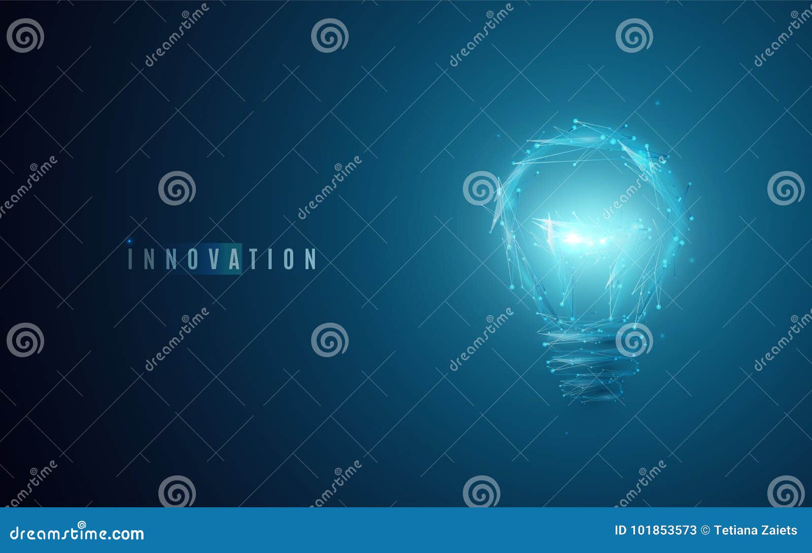 Innovation Concept. Lightbulb in Modern Polygonal Style with Light ...