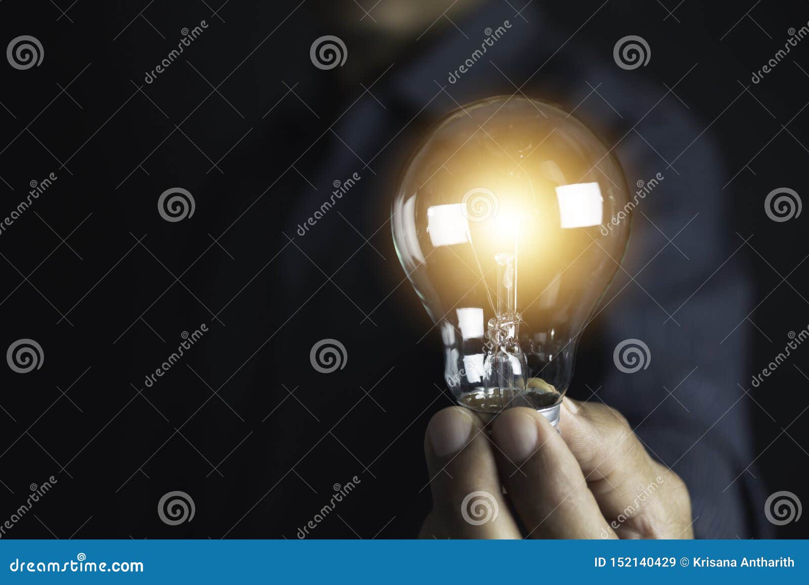Innovation or Creative Concept of Hand Hold a Light Bulb and Copy Space ...