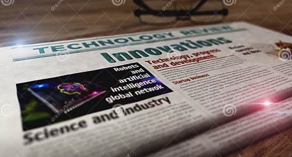 Innovation Creative and Development Newspaper on Table Stock ...