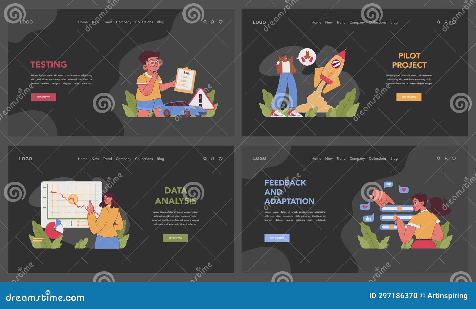 Innovation Cycle Dark or Night Mode Web or Landing Set. Generation ... Innovation Cycle Dark or Night Mode Web or Landing Set. Generation ...