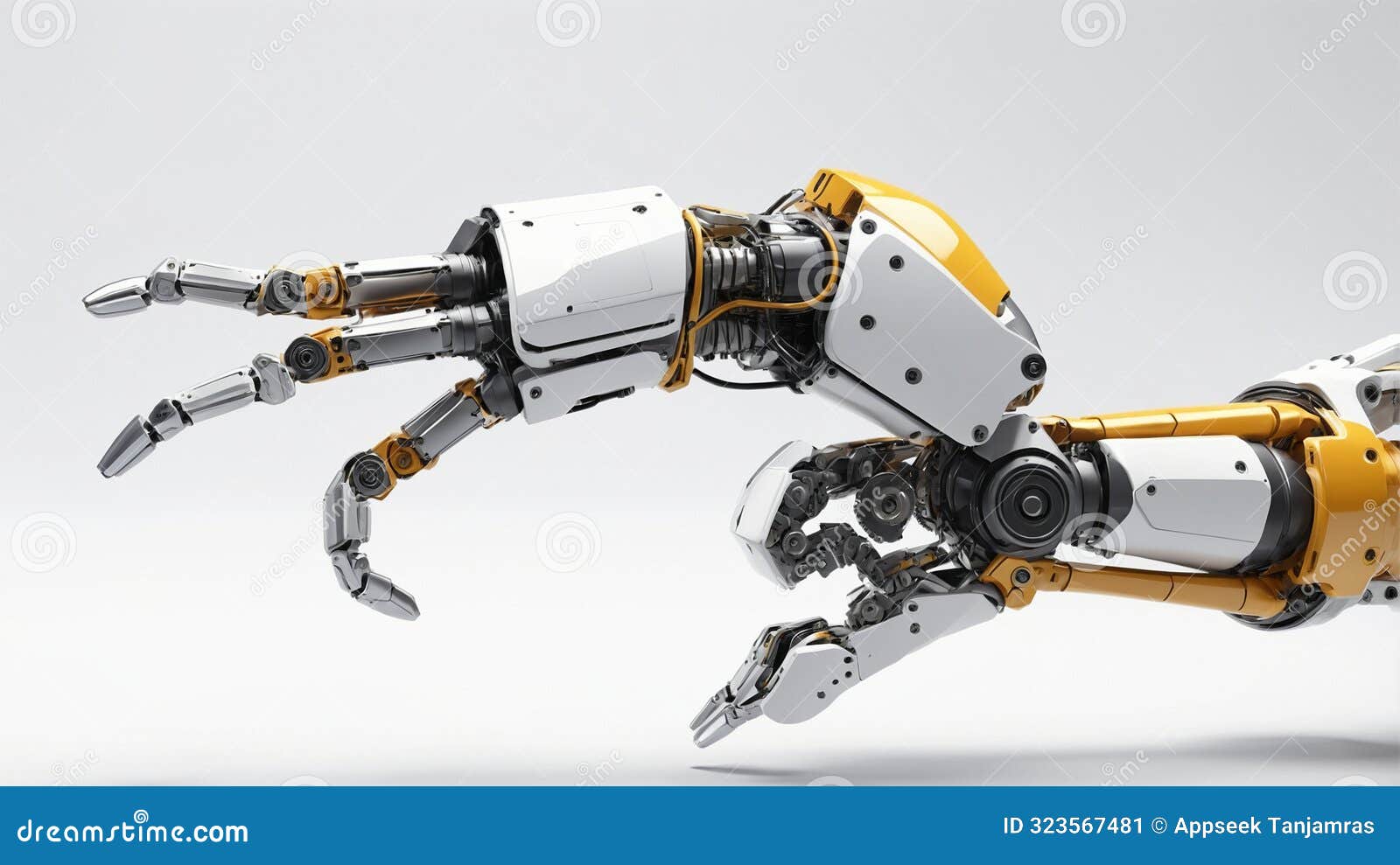 Innovation. 3D Robot Arm on White Background. Mechanical Hand ...