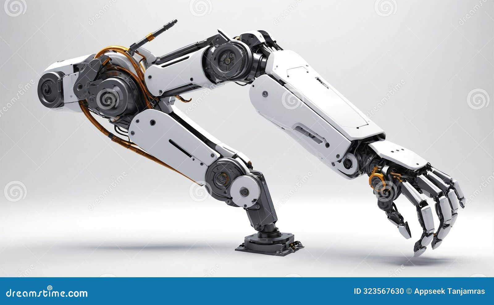 Innovation. 3D Robot Arm on White Background. Mechanical Hand ...