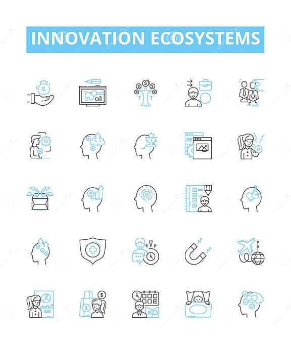 Innovation Ecosystems Vector Line Icons Set. Ecosystem, Innovation ...