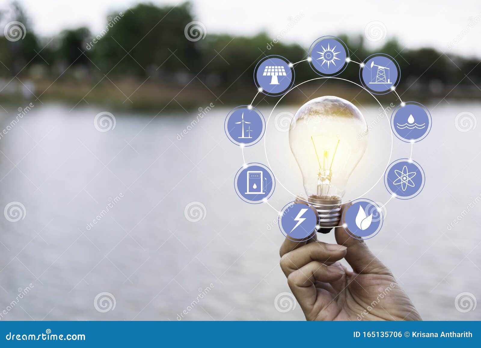 Innovation and Energy Concept of Hand Hold a Light Bulb and Copy Space ...