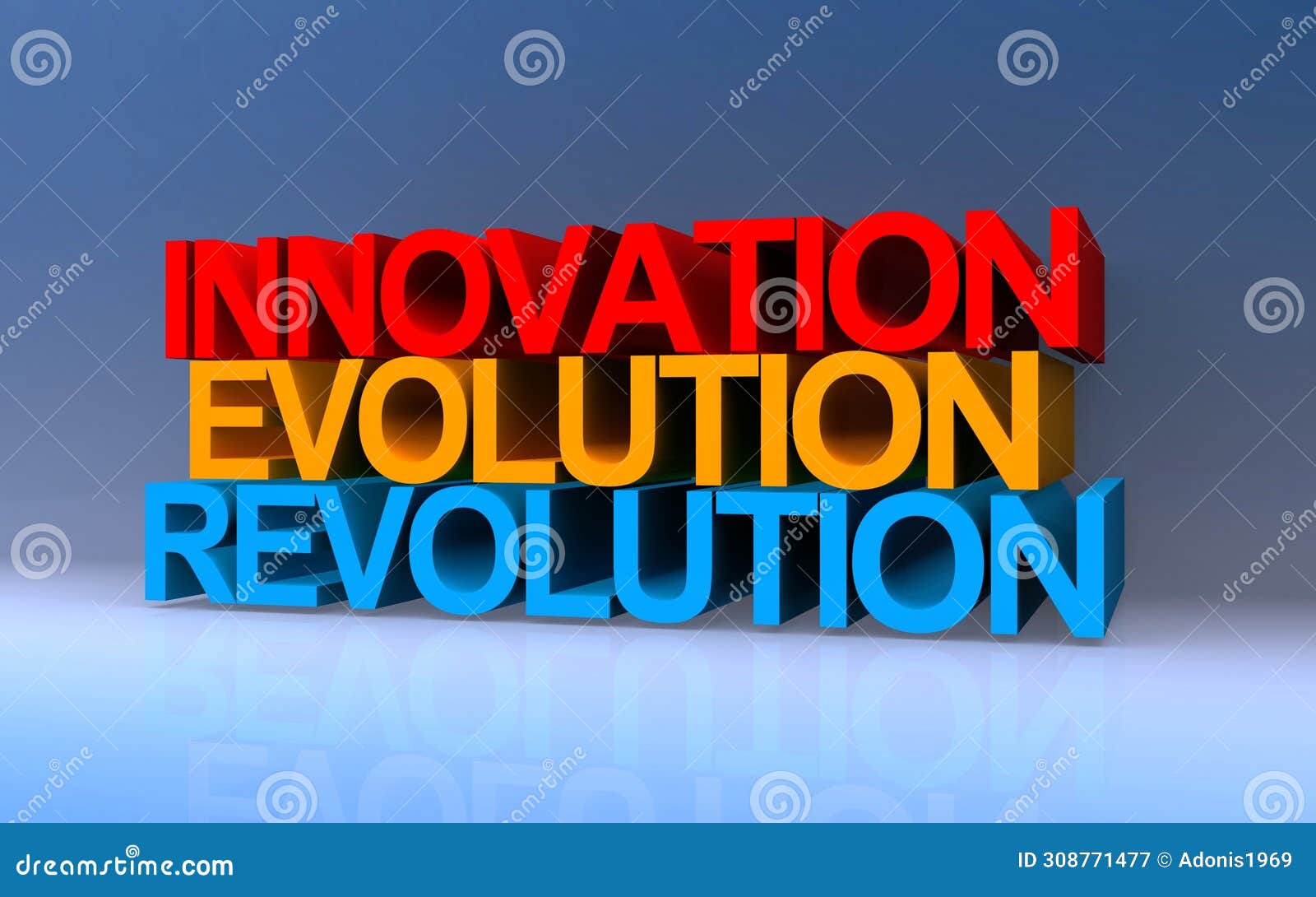 Innovation Evolution Revolution on Blue Stock Illustration ...
