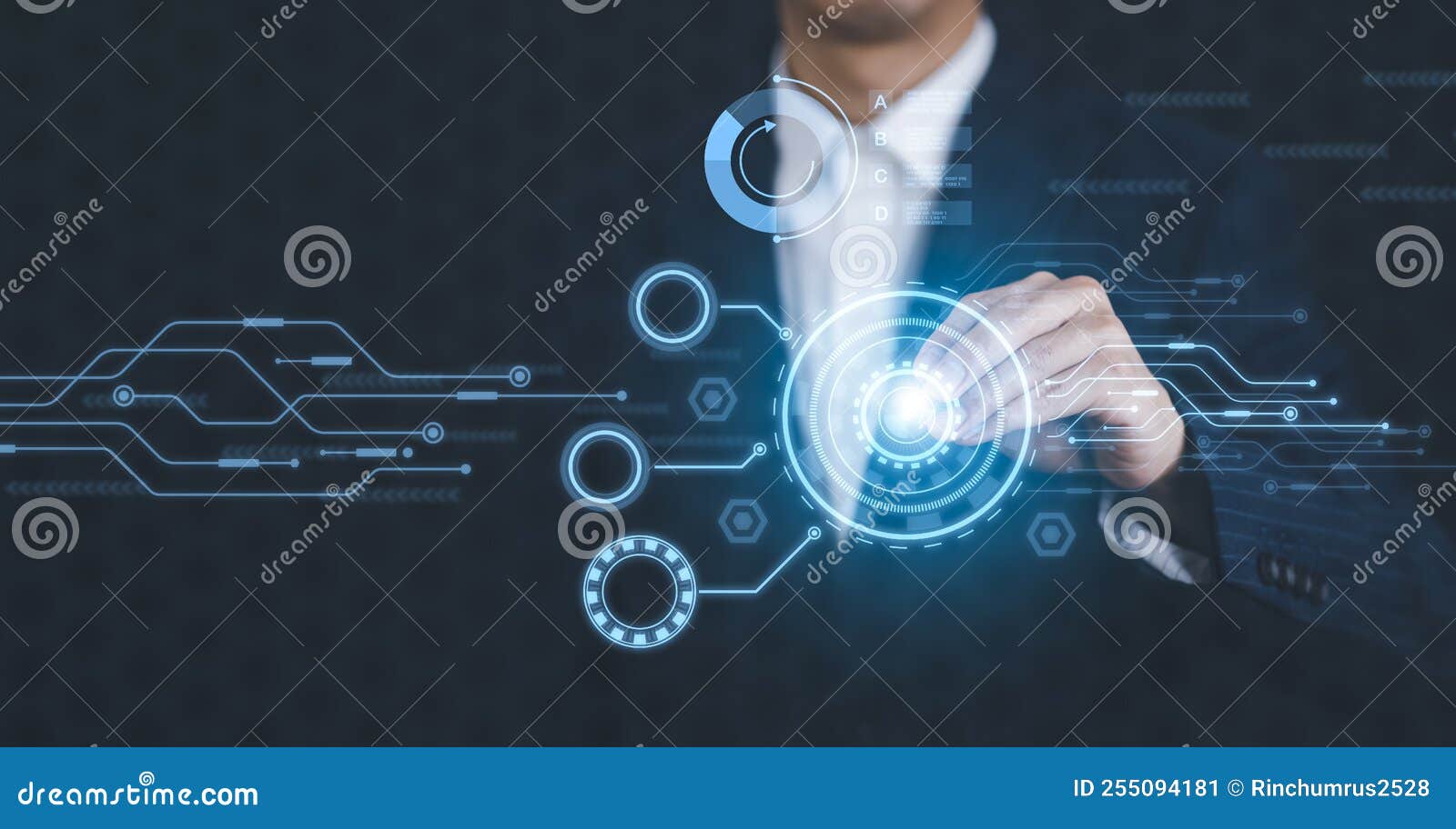 Innovation with Graphical User Interface Concept, Businessman Pointing ...