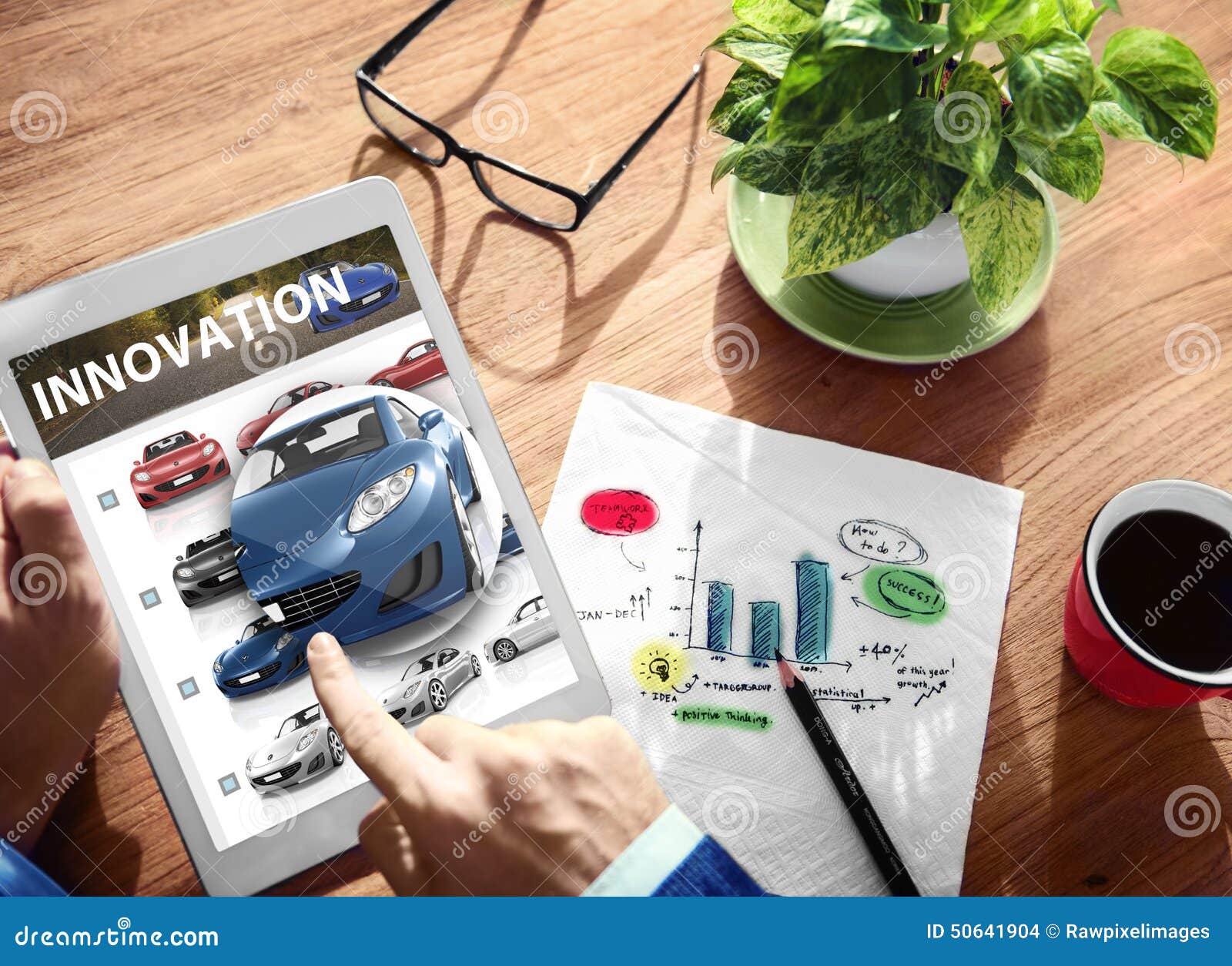 Innovation Hybrid Car Future Digital Tablet Concept Stock Photo - Image ...