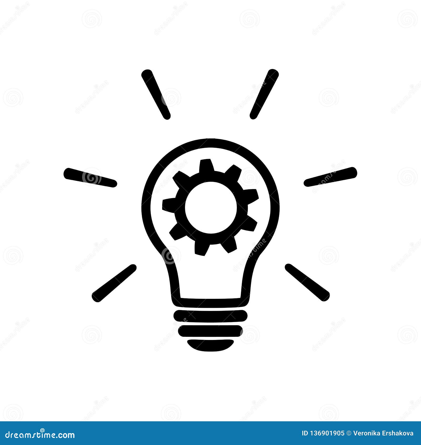 Innovation Icon. Light Bulb with Cog Symbol Stock Illustration ...