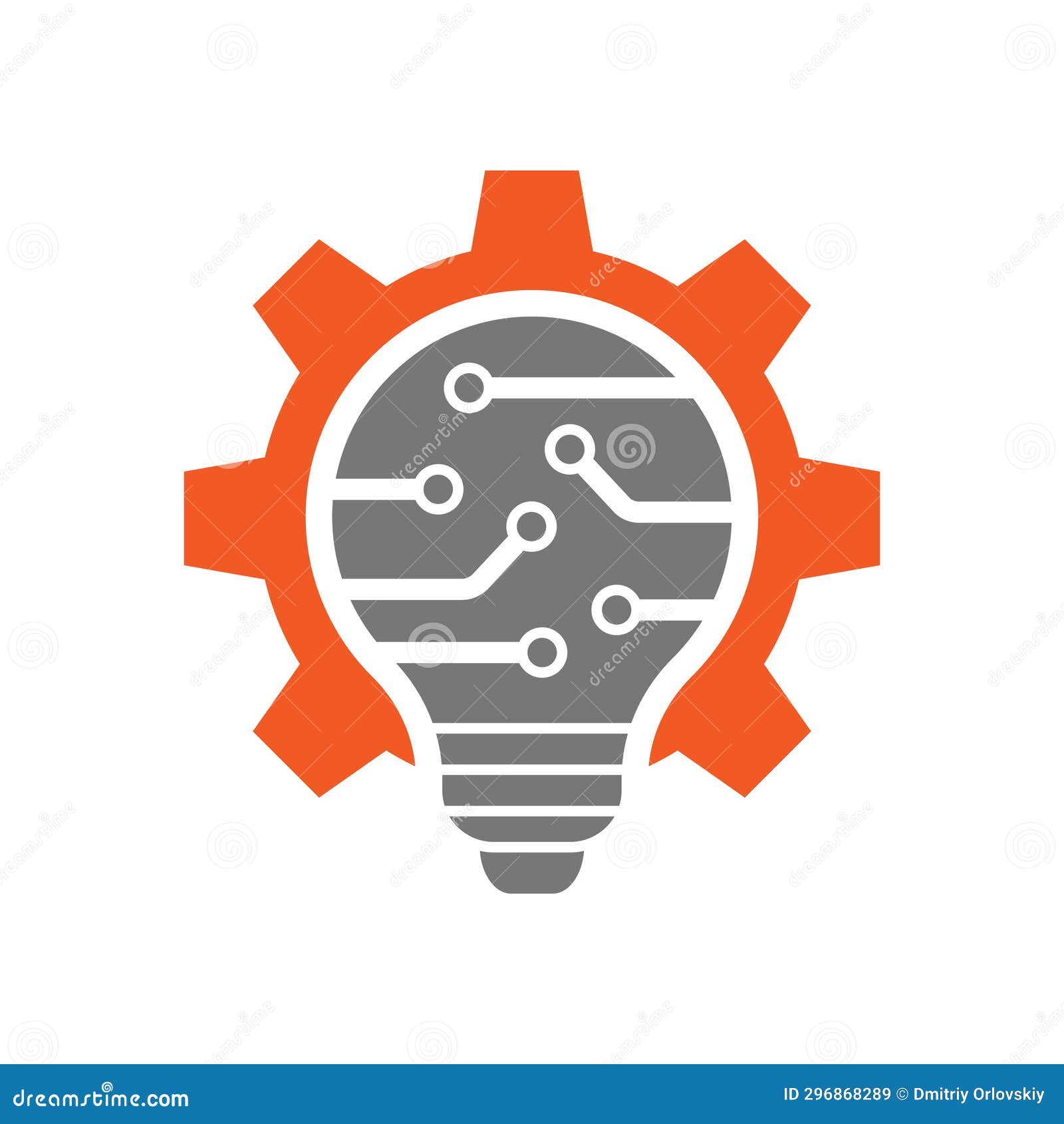 Innovation Icon. Light Bulb and Gear Outside. Technical Innovations and ...