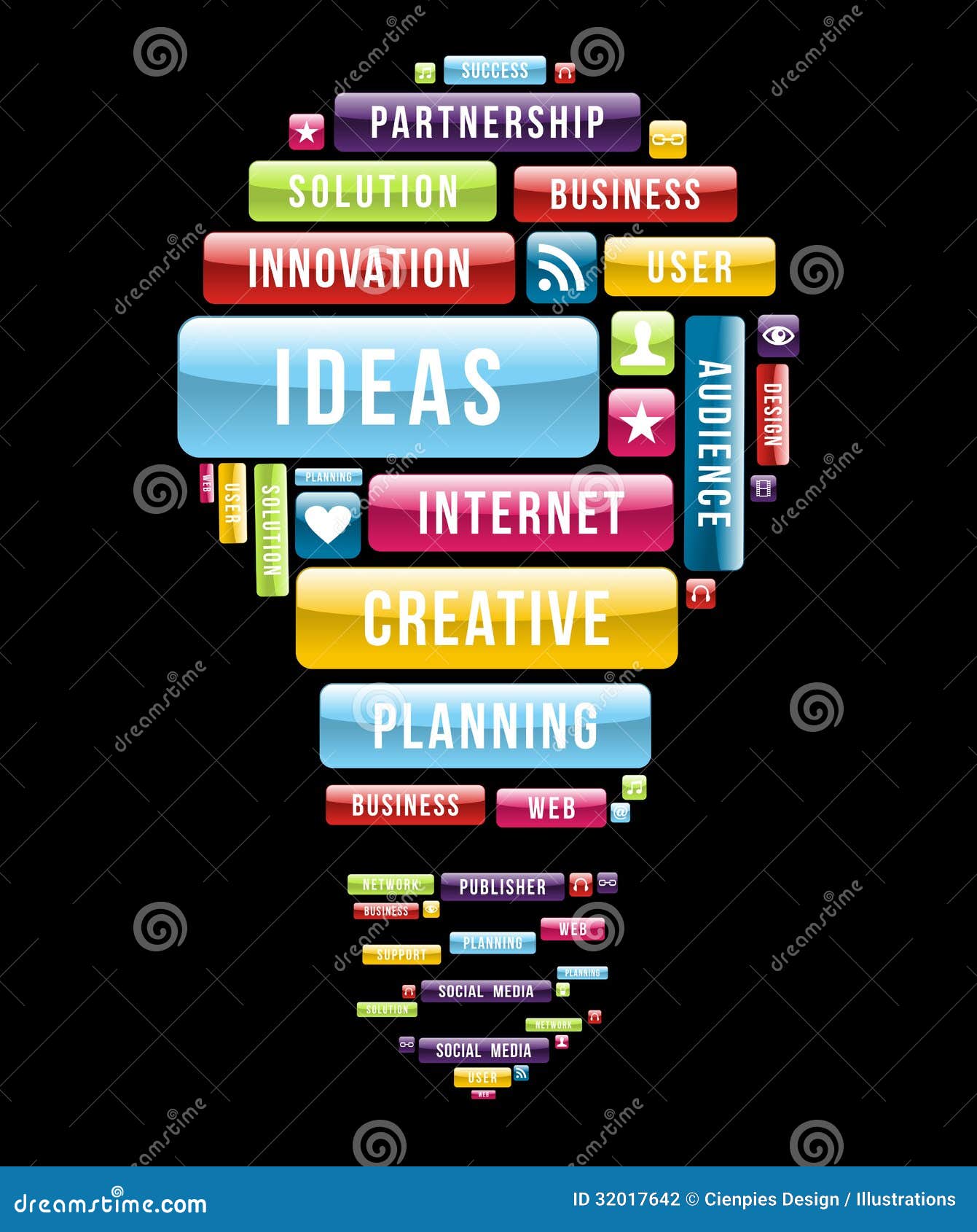 Innovation Ideas Light Bulb Stock Vector - Illustration of multimedia ...