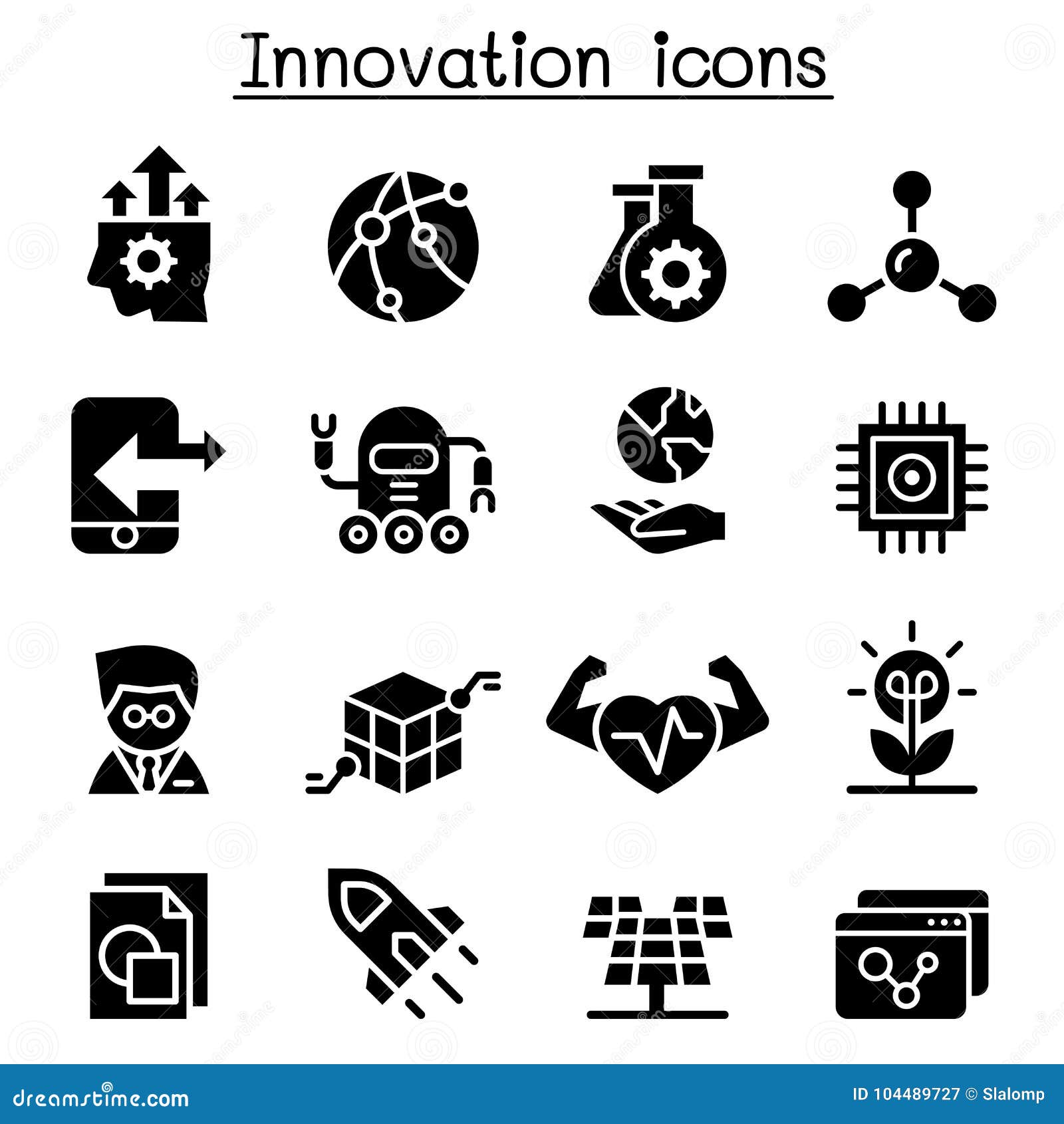 Innovation & Technology Icon Set Stock Vector - Illustration of logo ...