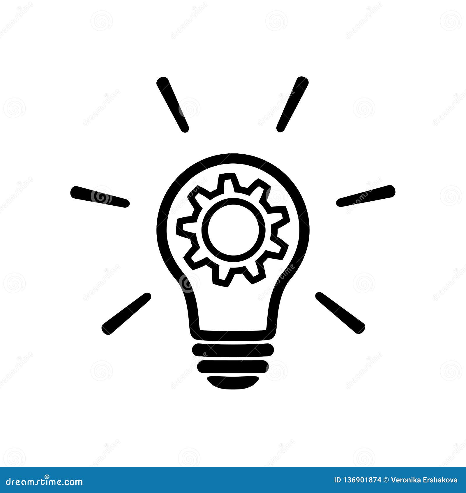 Innovation Line Icon. Light Bulb with Cog Symbol Stock Illustration ...