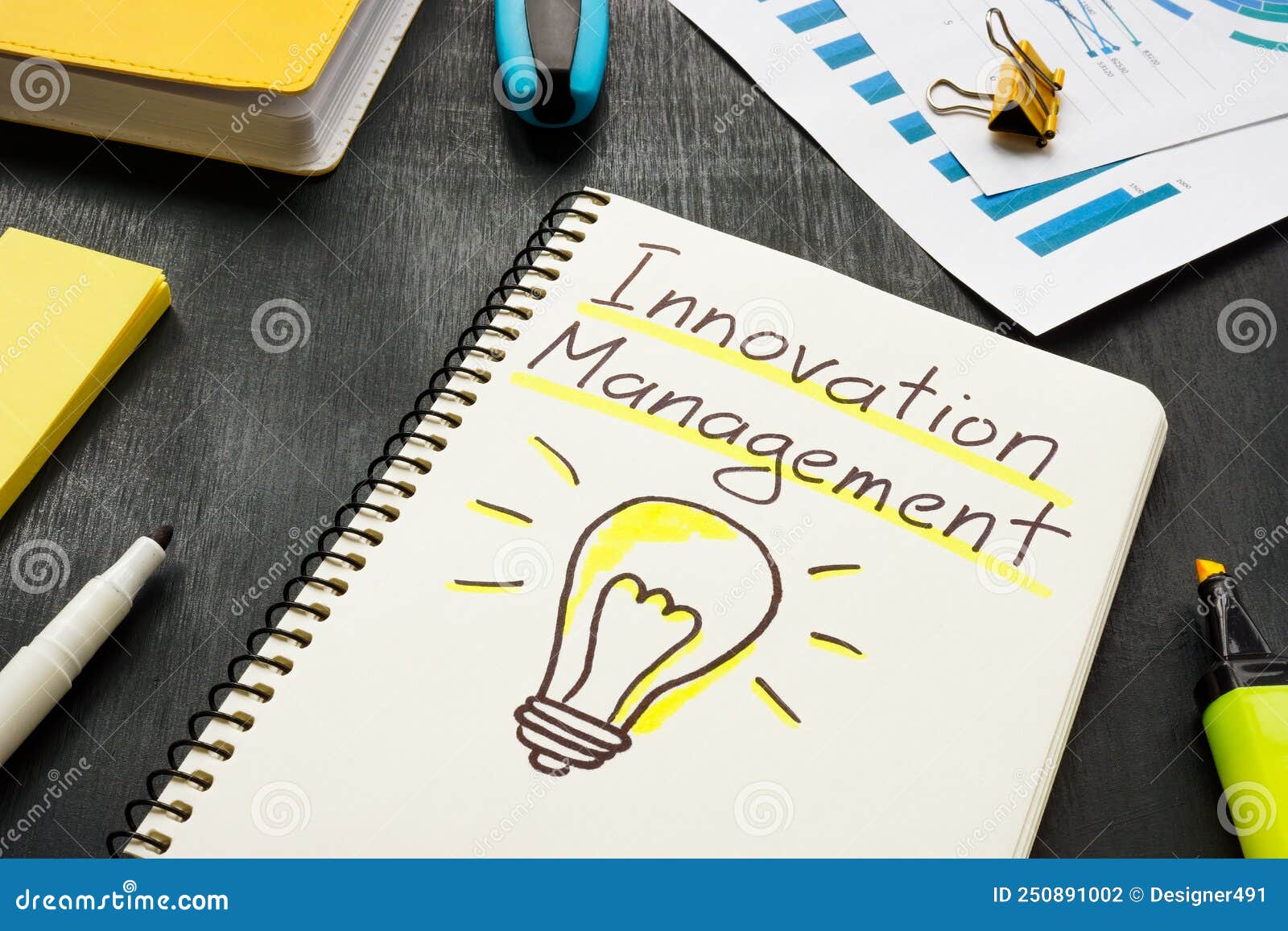 Innovation Management Words on the Page and Marker. Stock Photo - Image ...