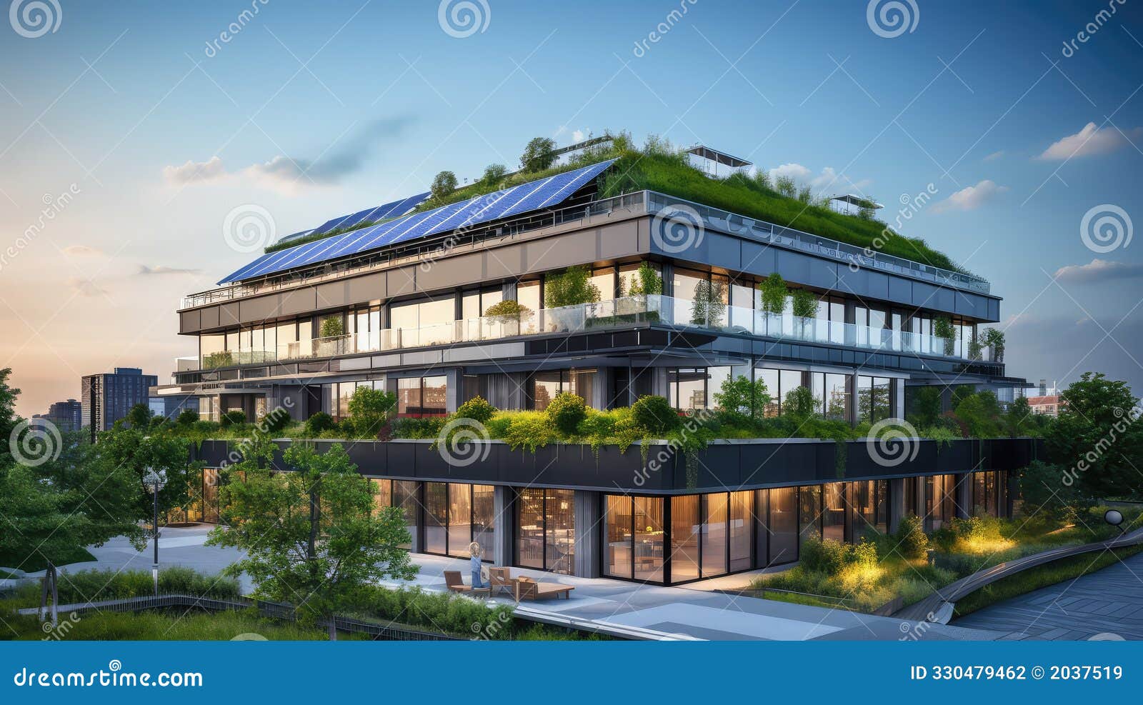 Innovation Modern Office Architecture Stock Illustration - Illustration ...