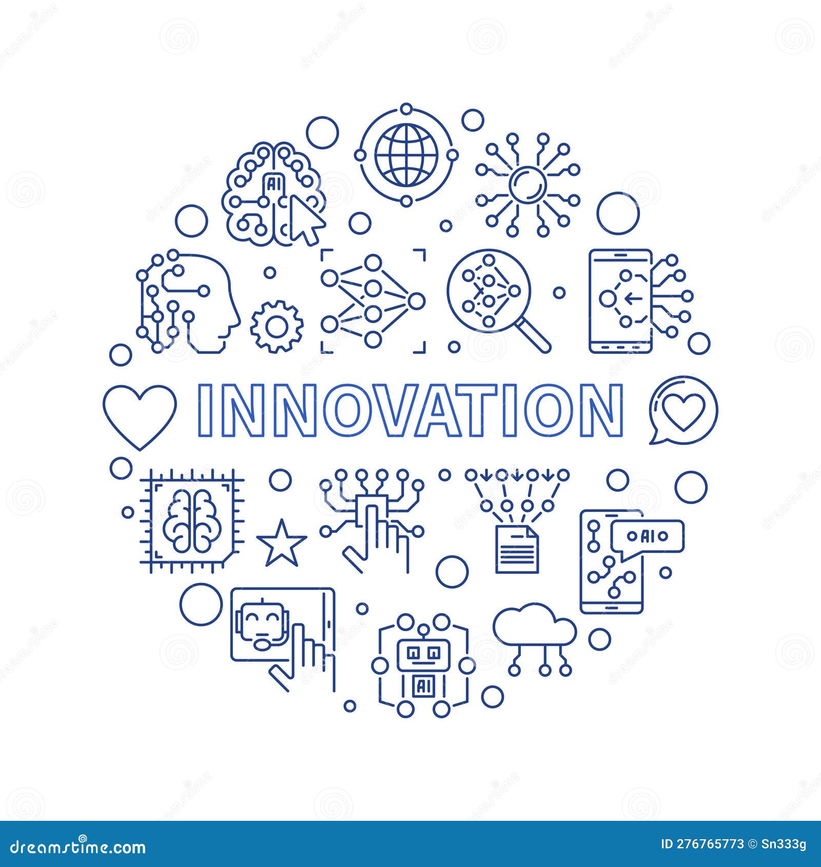 Innovation Outline Round Banner. Vector Artificial Intelligence ...