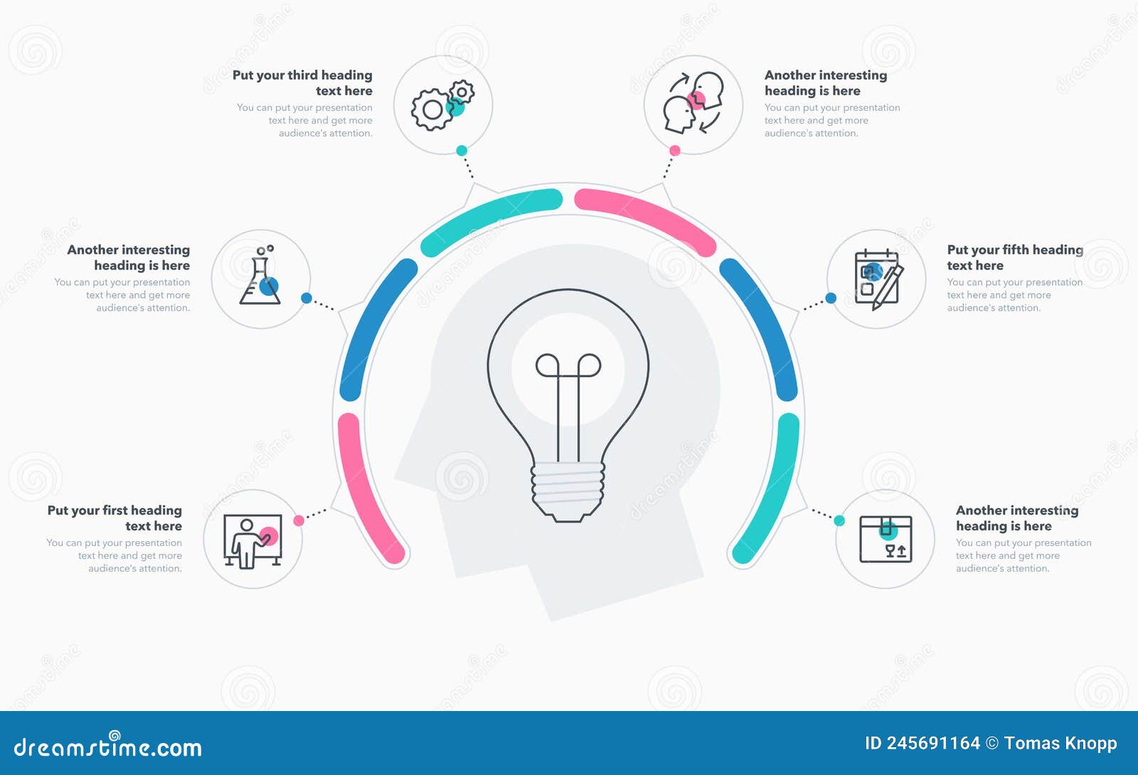 Innovation Process Template with Six Colorful Steps Stock Vector ...