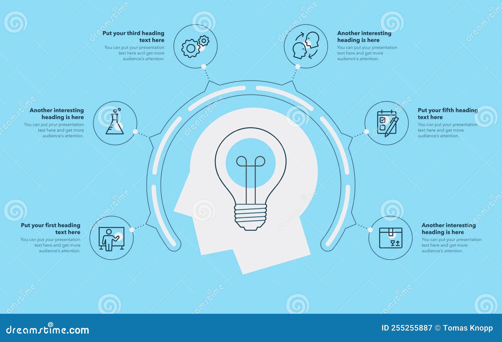 Innovation Process Template with Six Steps - Blue Version Stock Vector ...