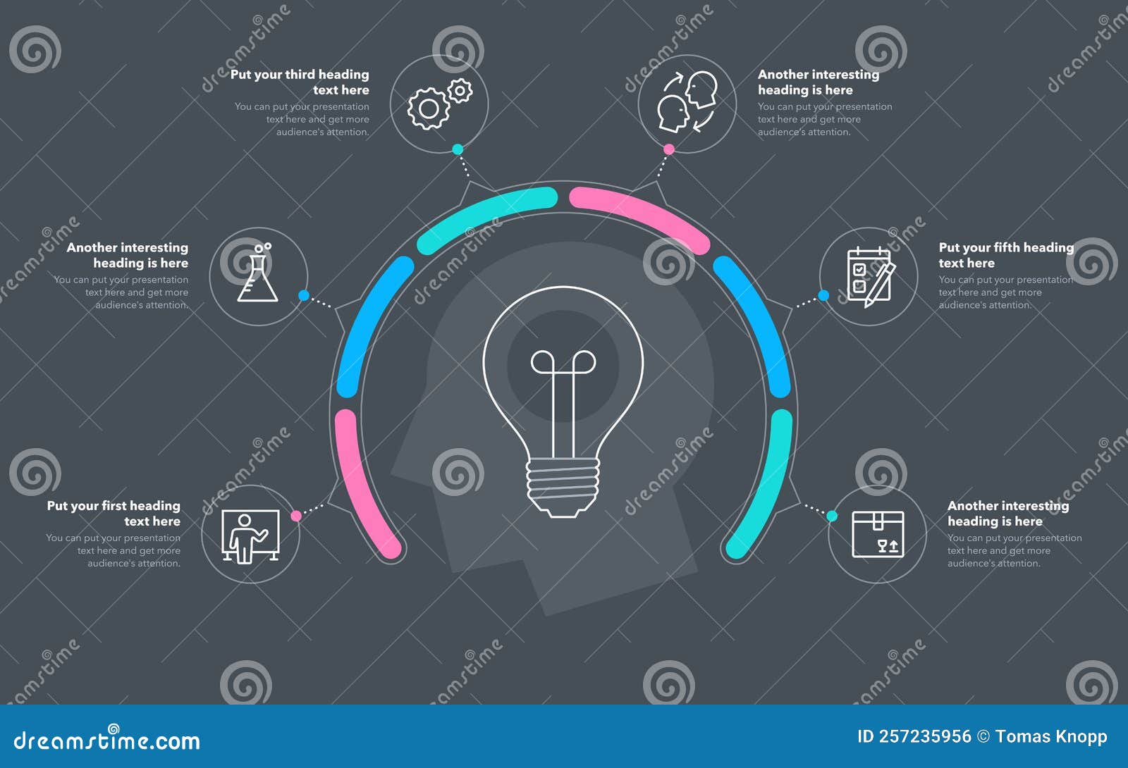 Innovation Process Template with Six Steps - Dark Version Stock Vector ...